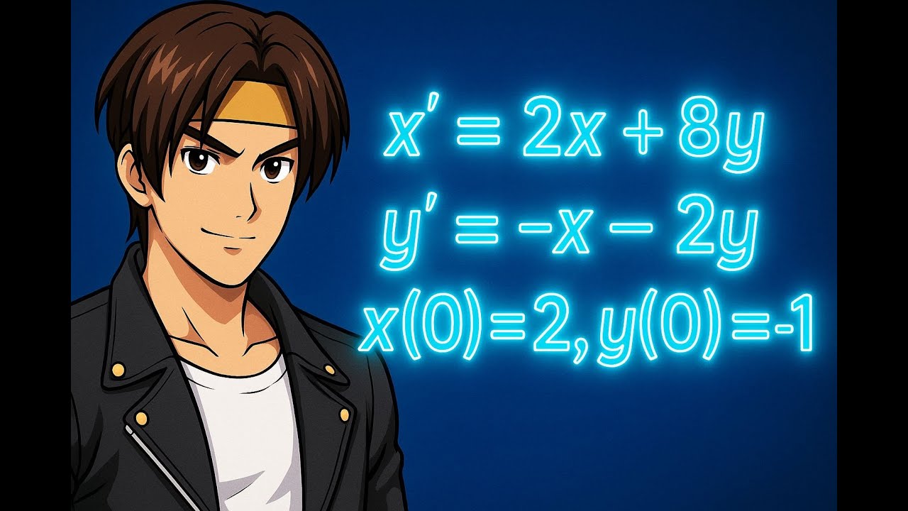 x'=2x+8y, y'=-x-2y, x(0)=2, y(0)=-1 | 100 ecuaciones diferenciales #98 ...