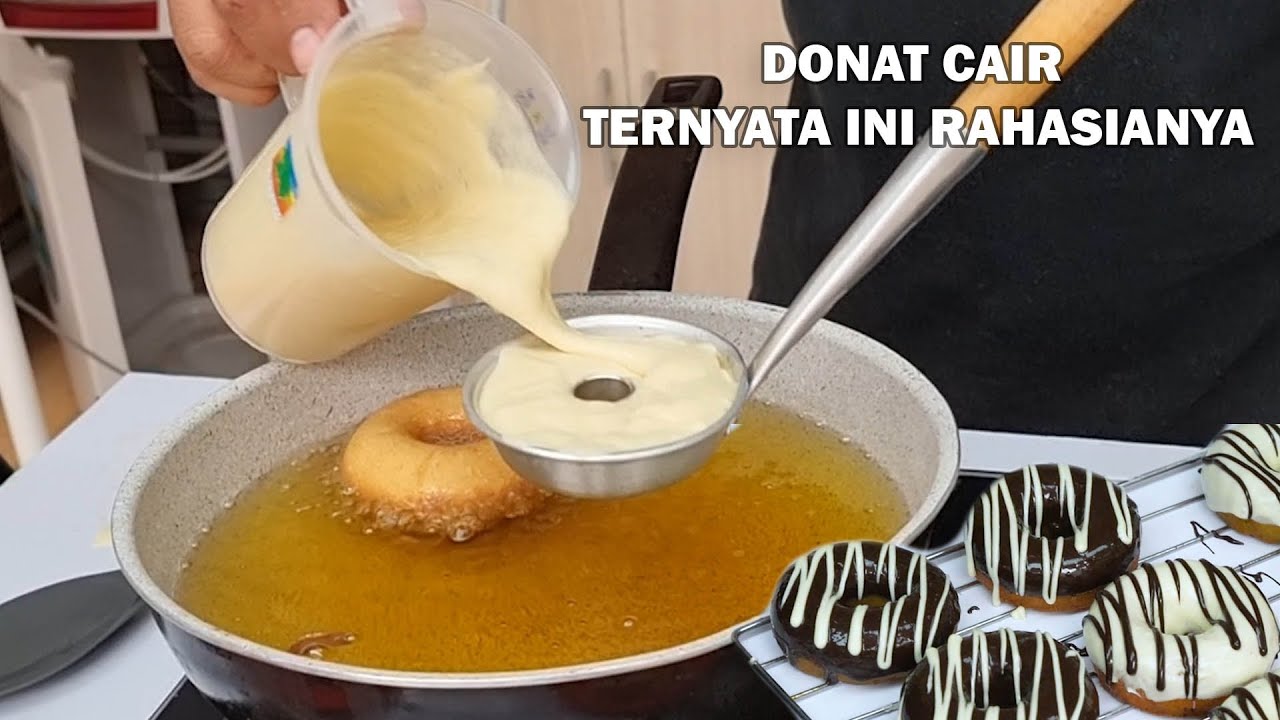 Bikin donat cair tanpa ulen, tanpa resting hasilnya menul-menul ini ...