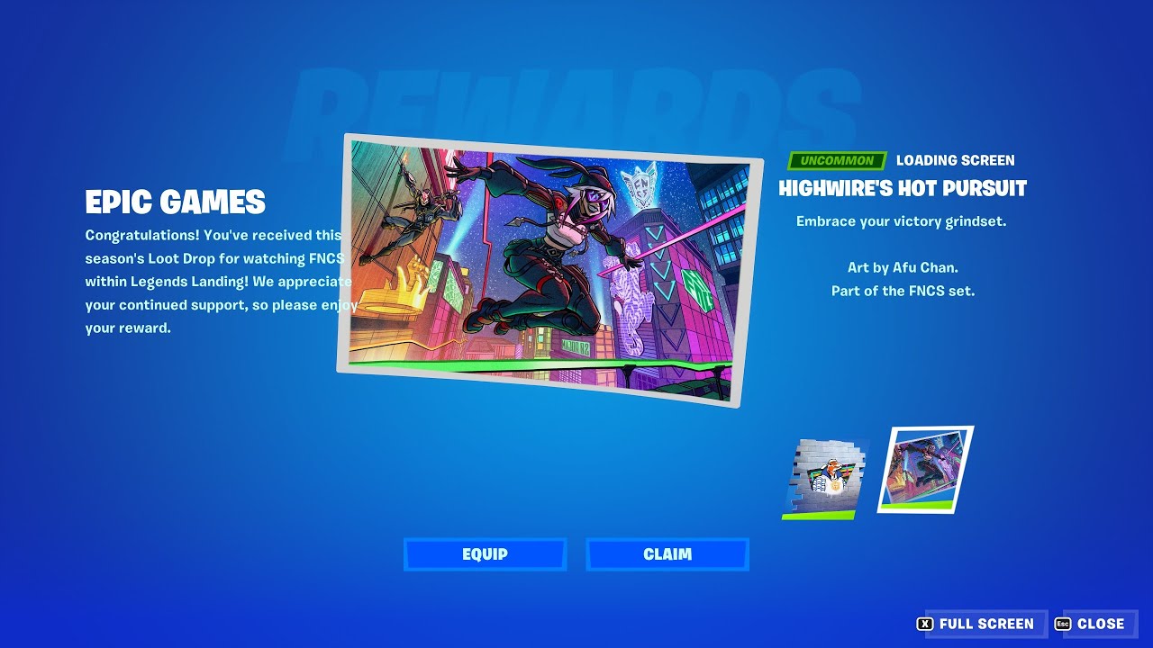 *FREE* Fortnite FNCS Rewards: "Highwire’s Hot Pursuit" Loading Screen ...