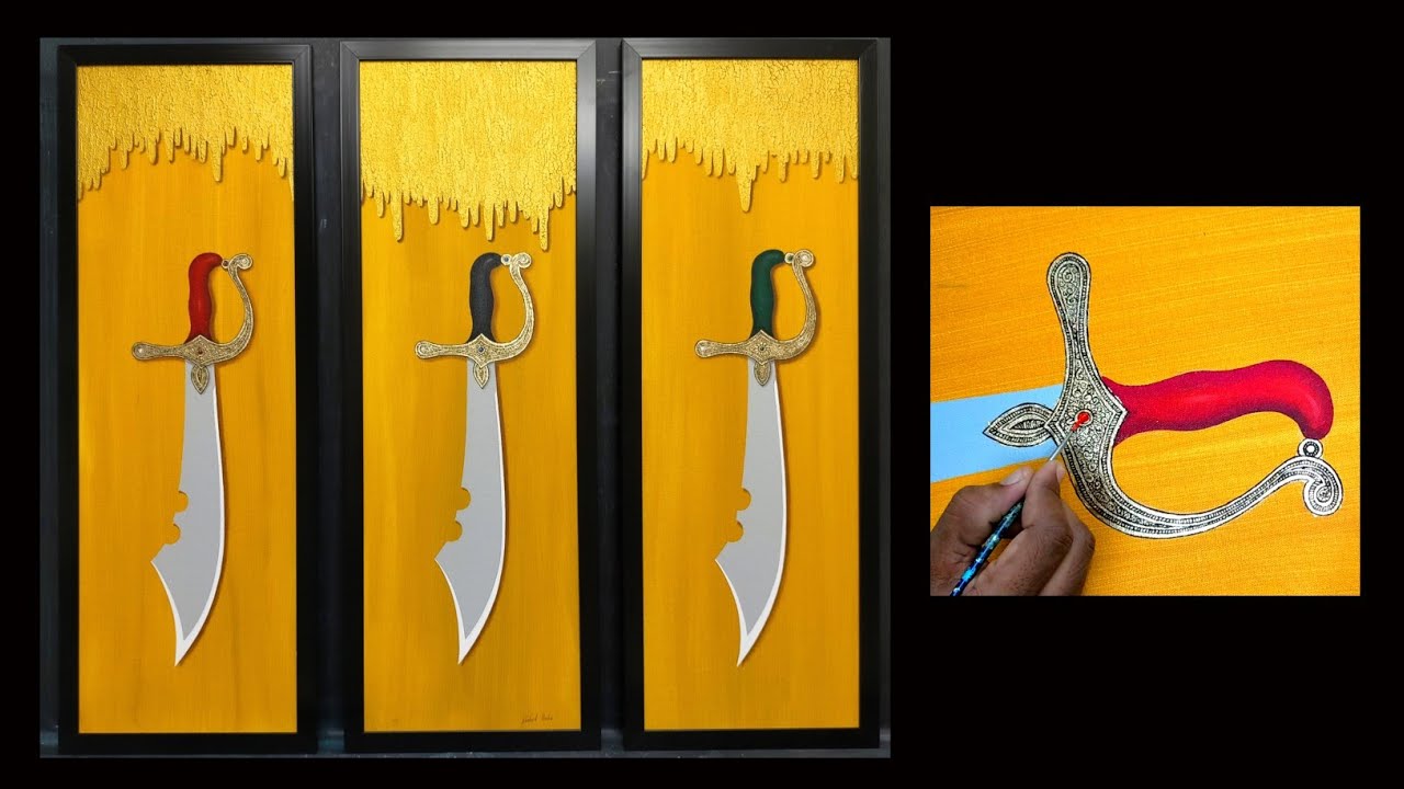 Easy Sword Painting | Talwar | Acrylic Painting for Beginners | How to ...