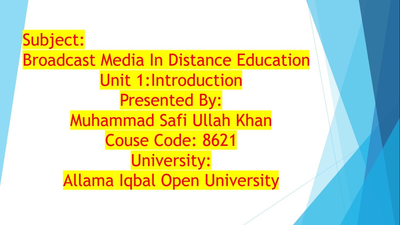 AIOU| 8621 ||| Unit 1 || What is Introduction E-Learning ? ||| Broadcast Media In Distance ...