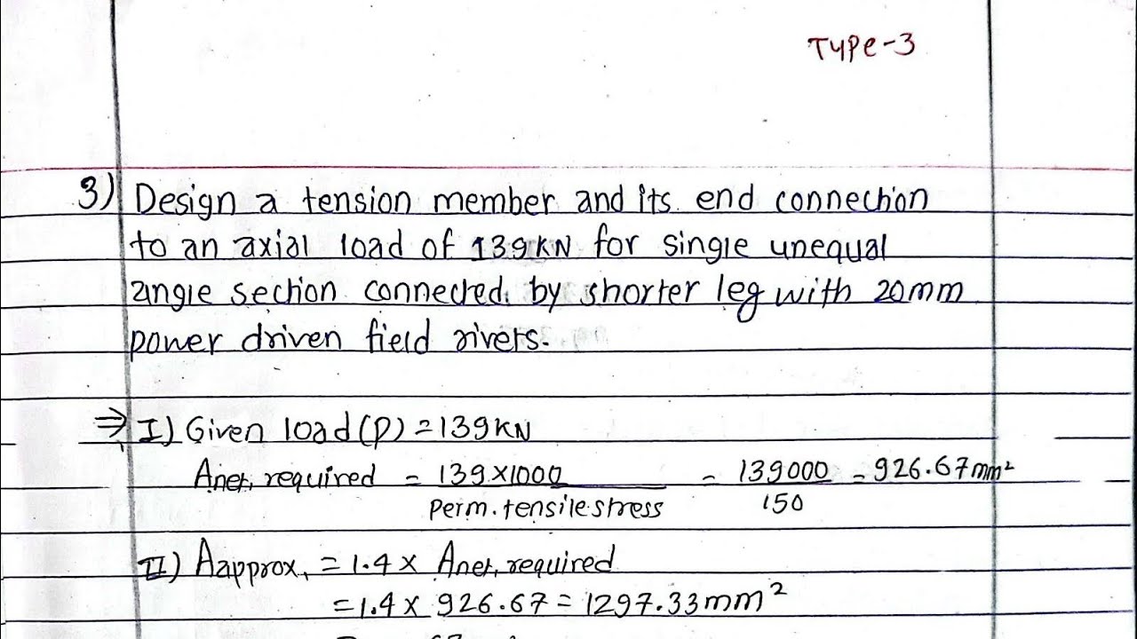 Unit:3 | Tension Member | Types:3 | Numerical | Prashant YT | BE Civil ...