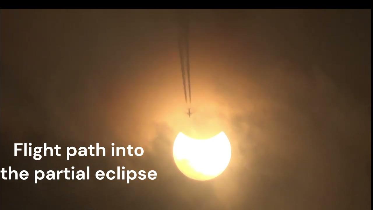 Flight path into the partial eclipse 2024 - YouTube