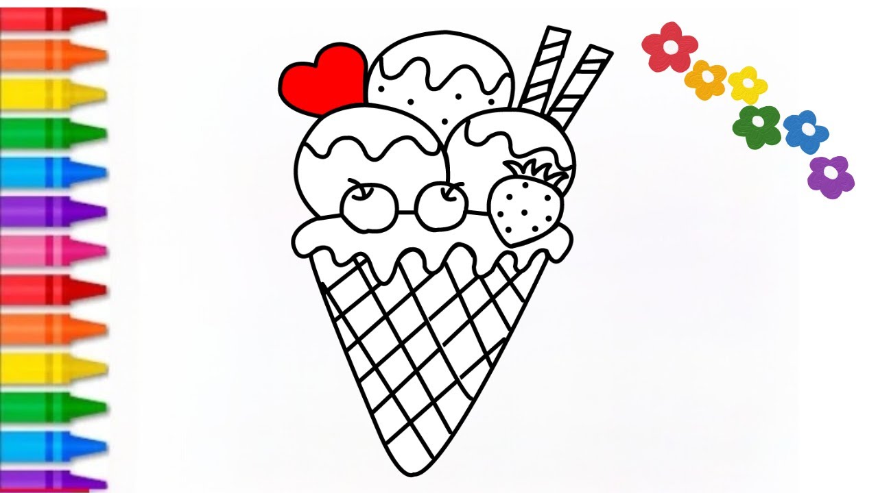 How to paint an ice cream | painting a delicious and colorful ice cream ...