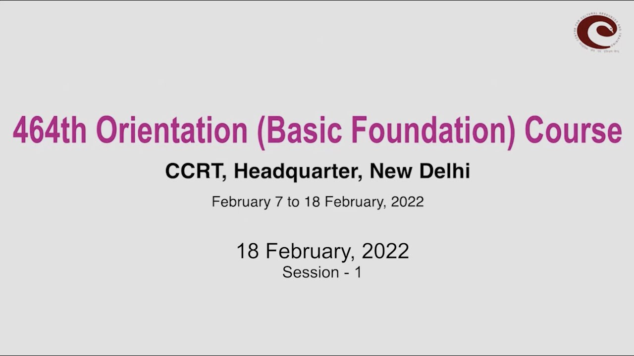 CCRT - Training Program Delhi || 1st - 18/02/2022 || Year :- 2022 - YouTube