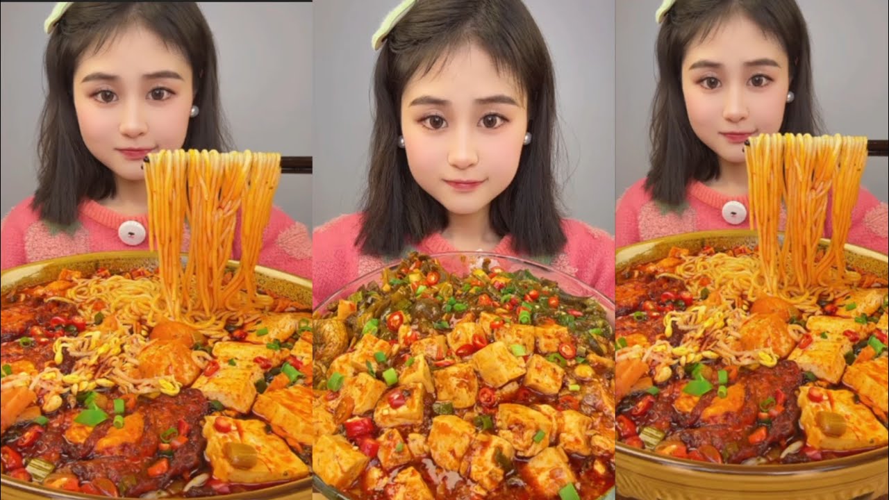 Beautiful girl eating food challenge | Big bites ASMR eating sounds ...