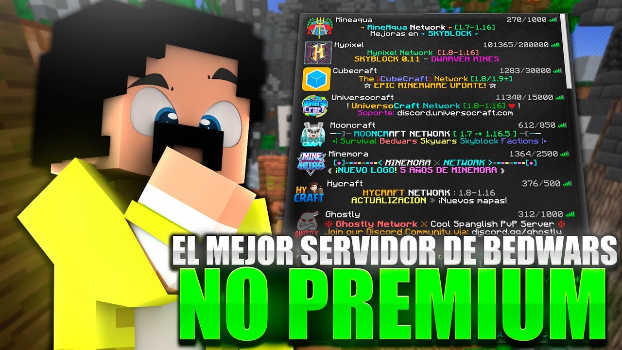 👉EL MEJOR SERVIDOR DE MINECRAFT PARA JUGAR BEDWARS NO PREMIUM🛌 - YouTube