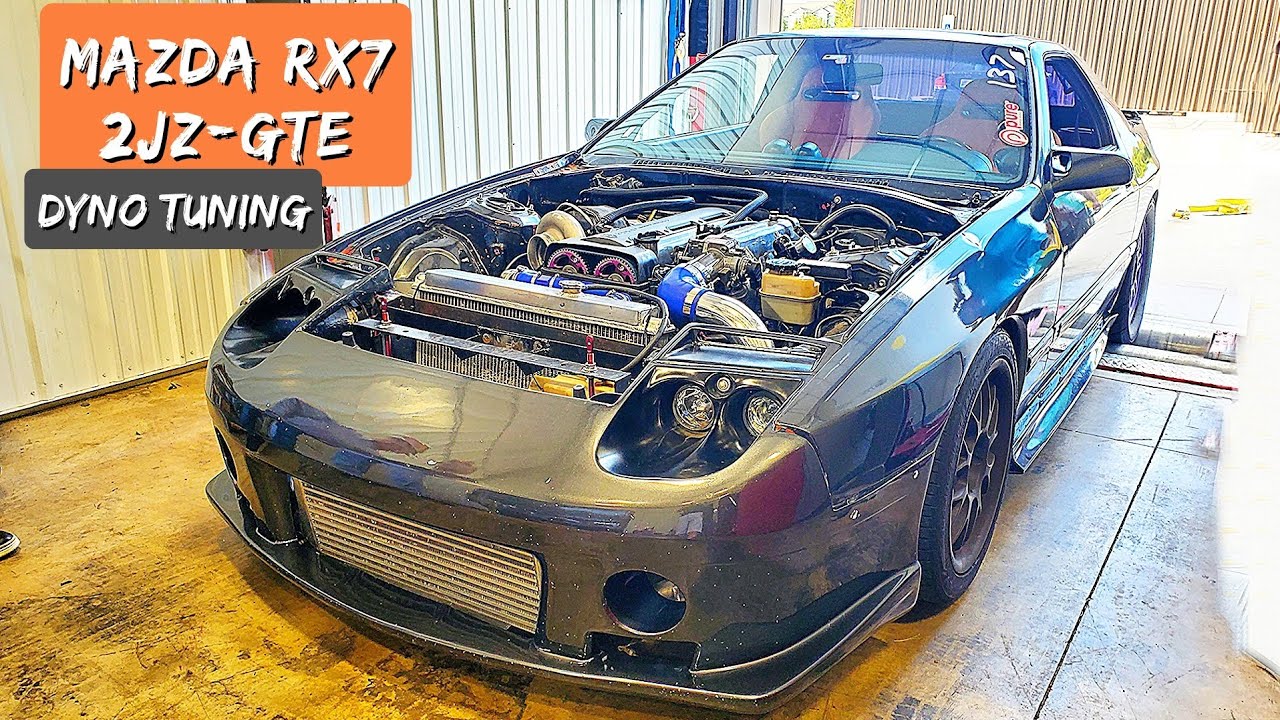 Mazda FC RX7 2JZ-GTE Swap Dyno Tuning - YouTube