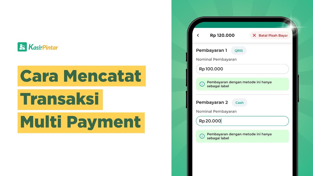 Cara Mencatat Transaksi Pisah Bayar / Multi Payment - YouTube