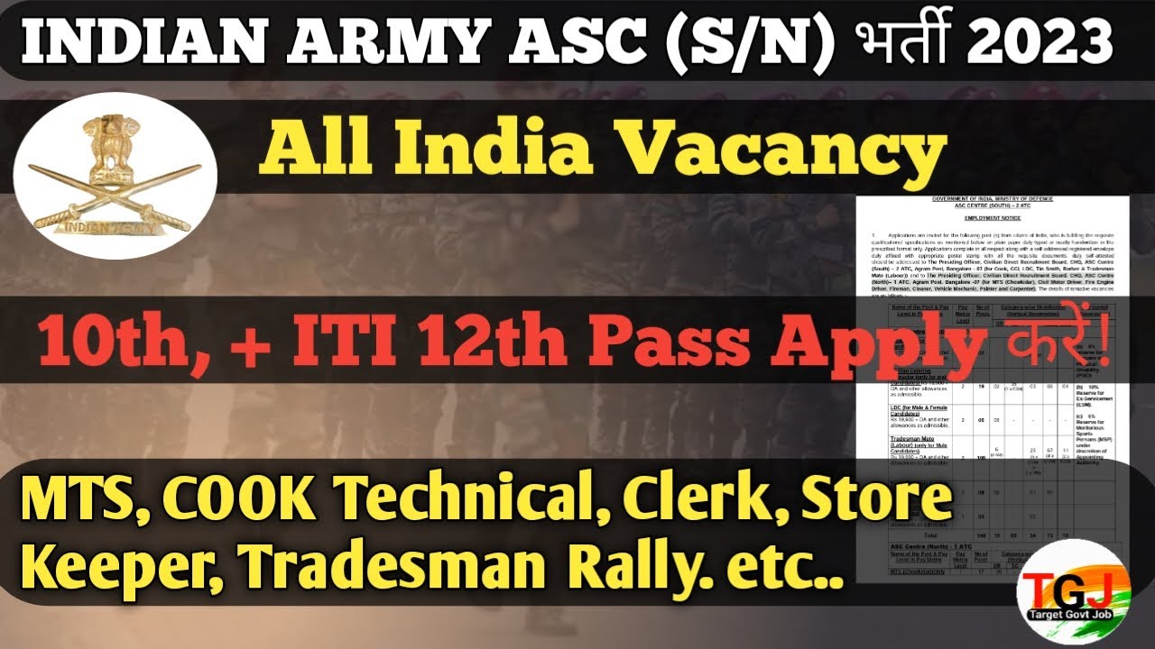 Army ASC Centre (South) – 2 ATC Recruitment 2023 | Apply Online for 236 ...
