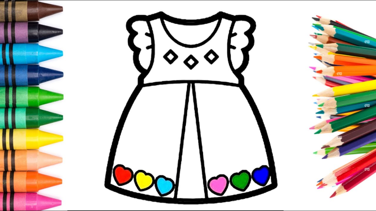 How to draw cute Doll dress || Drawing and painting ||How to draw - YouTube