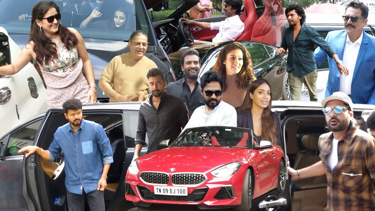 Celebrities With their Super Cars & Mass Arrival | Kollywood Actors ...
