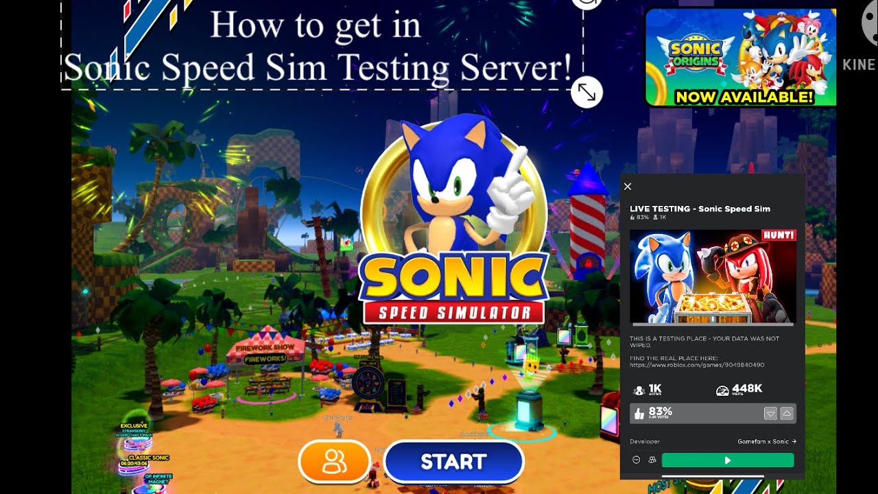 How to get in The Testing Server for Sonic Speed Simulator! [No Longer ...