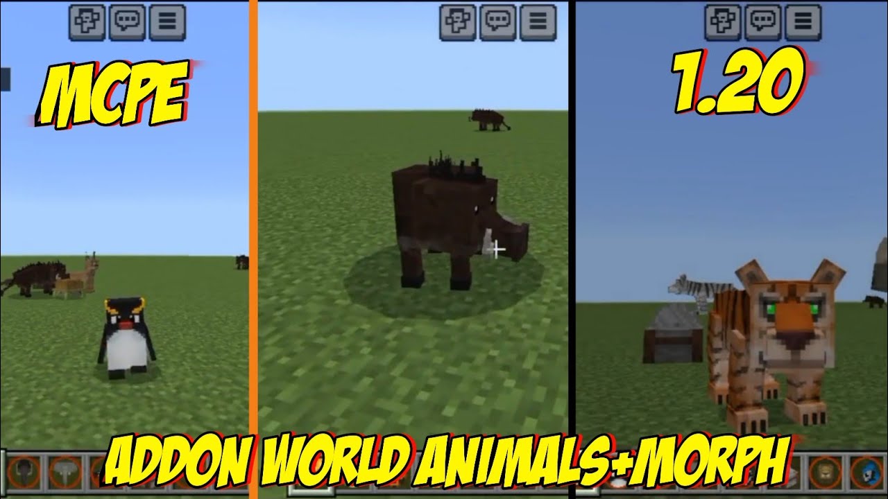 Showcase Addon World Animals + Morph MCPE Minecraft Indonesia - YouTube