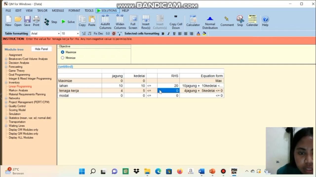 UAS riset operasi menyelesaikan soal metode Grafik menggunakan linear ...