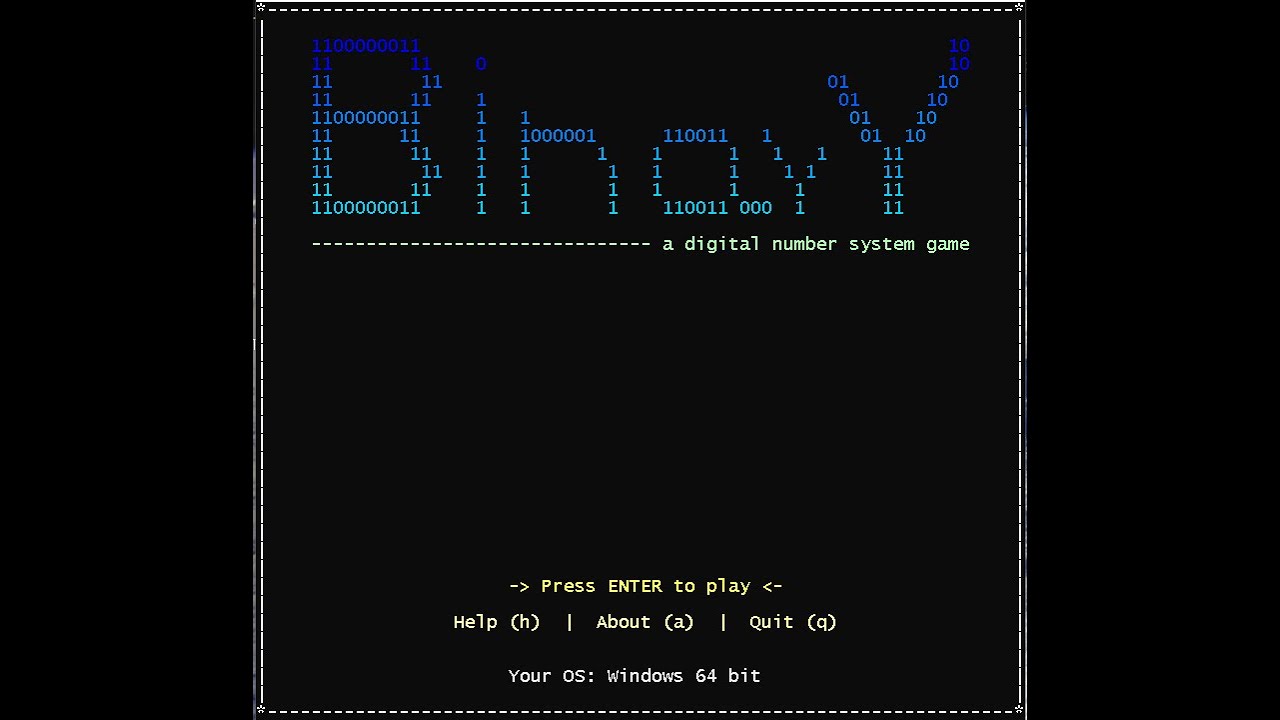 Binary: a PDcurses C language console game - YouTube