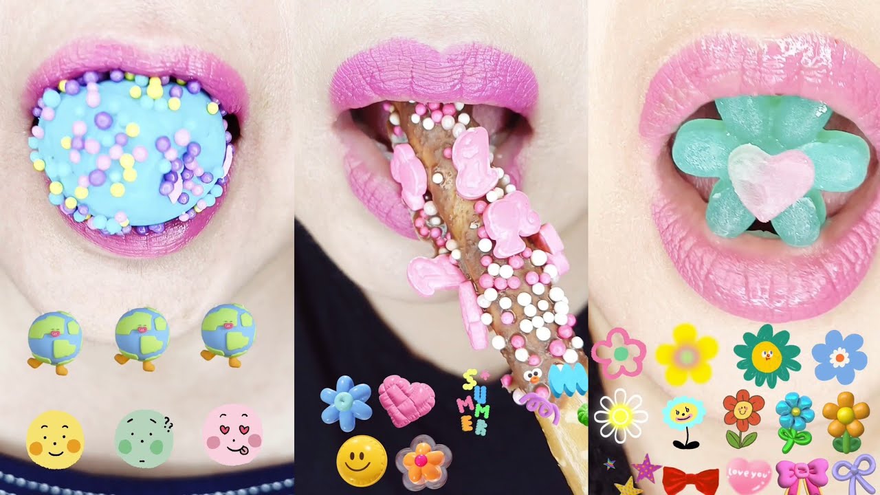 ASMR Emojis Challenge Kohakuto Gummi Popsicles Eating Sounds - YouTube