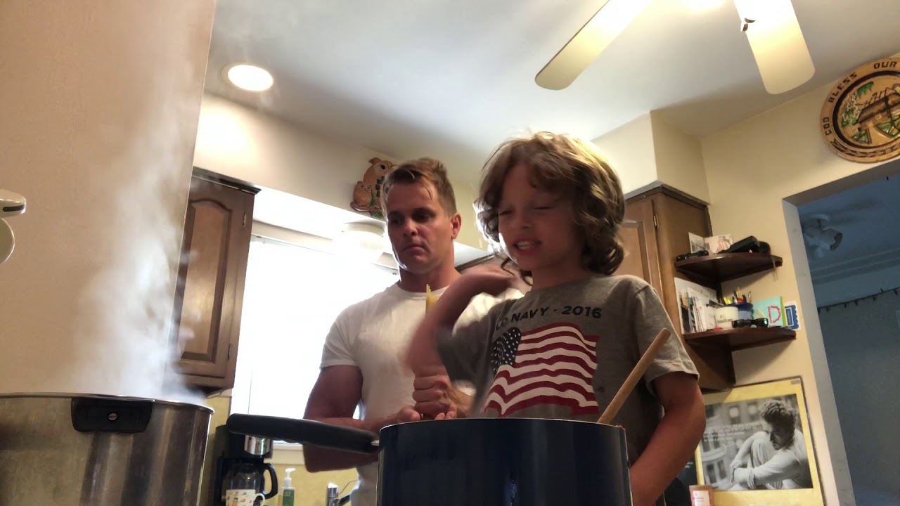 Jr. cooking spaghetti 7-13-2018 - YouTube