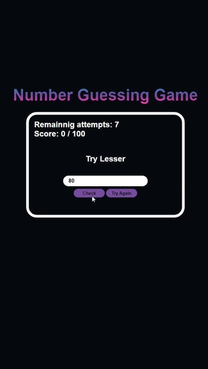 Day 5 Number Guessing Game Programing Coding Javascriptprojects Webdevelopment Javascript
