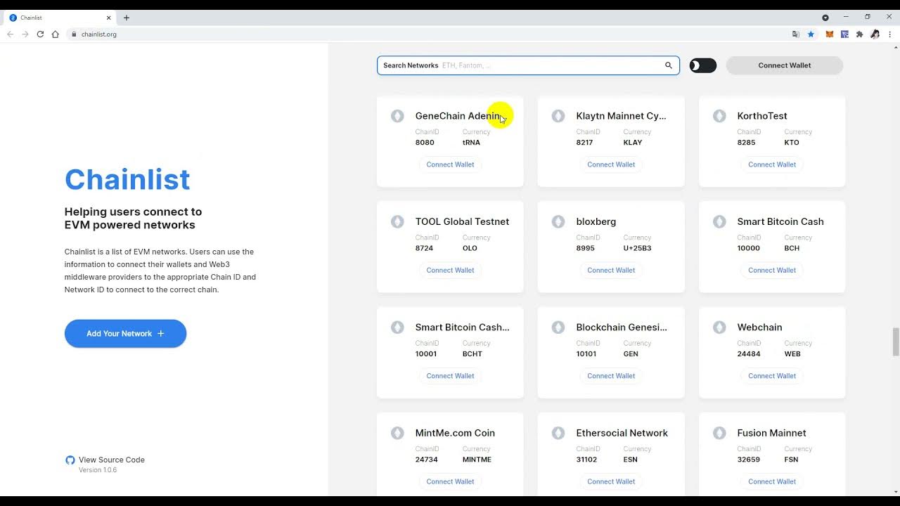 Chainlist.org Hướng Dẫn Sử Dụng Công Cụ Add Tất Cả Các Network Trên Ví Metamask - YouTube