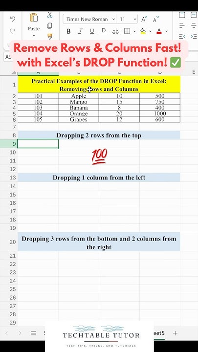 🚀 Instantly Remove Rows & Columns with Excel DROP Function | Super Fast & Easy 💡#excel # ...