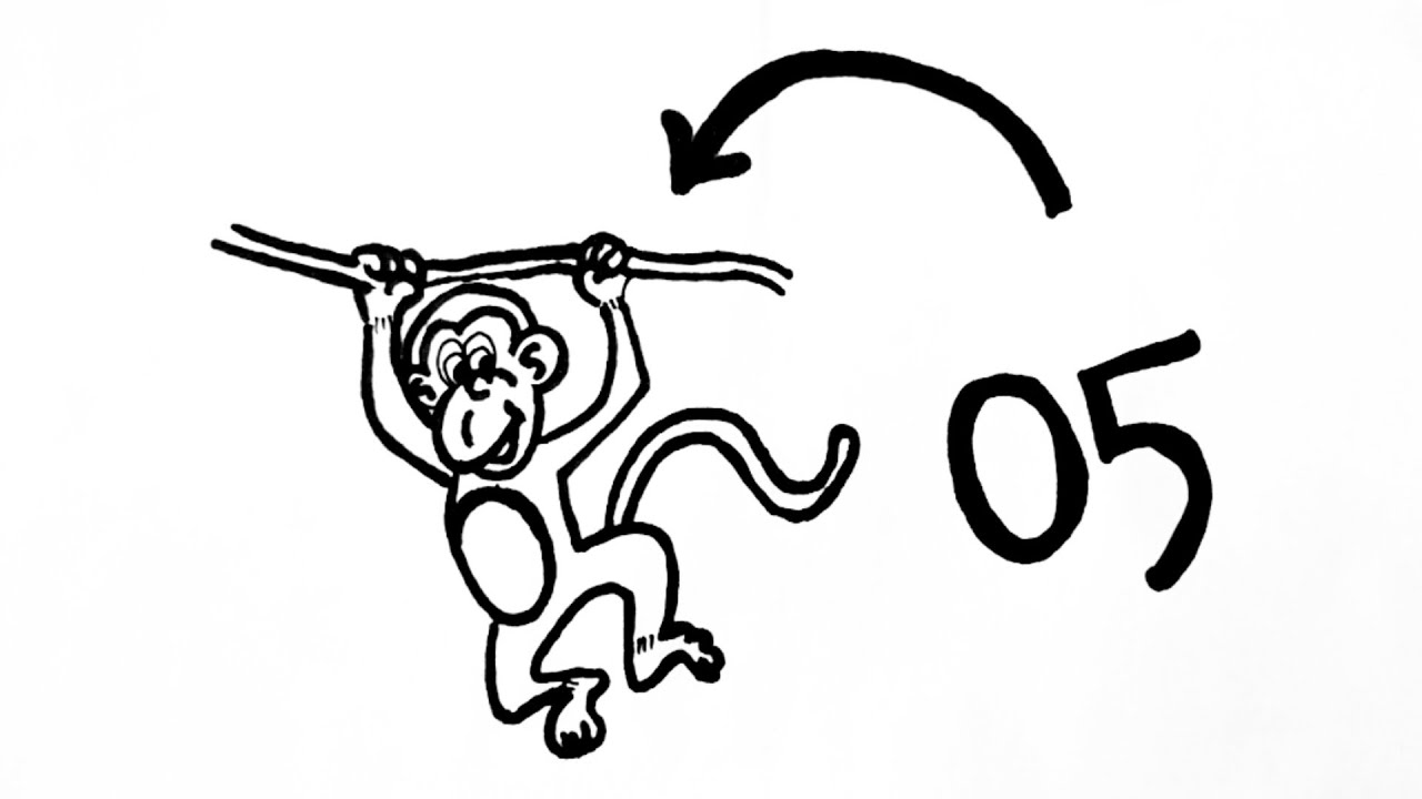 How To Draw a Hanging Monkey Using Number 0 and 5 | Easy Monkey Drawing ...