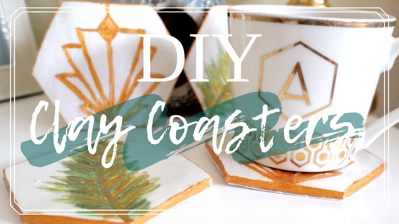 How to Make Clay Coasters | Easy Air-Dry Clay Project | Two Designs ...