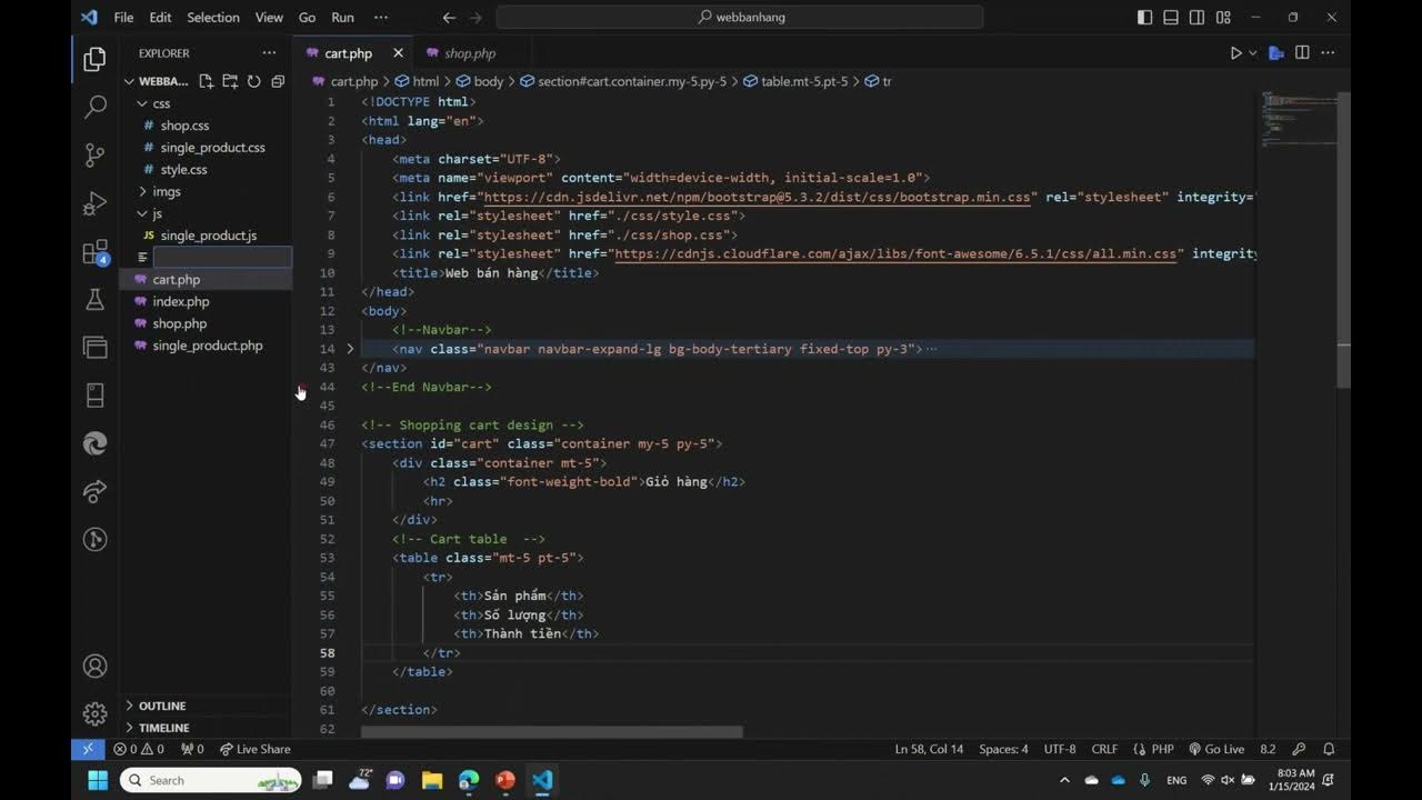 25. PHP & MySQL E-commerce - Tạo và thiết kế trang Shopping Cart - YouTube