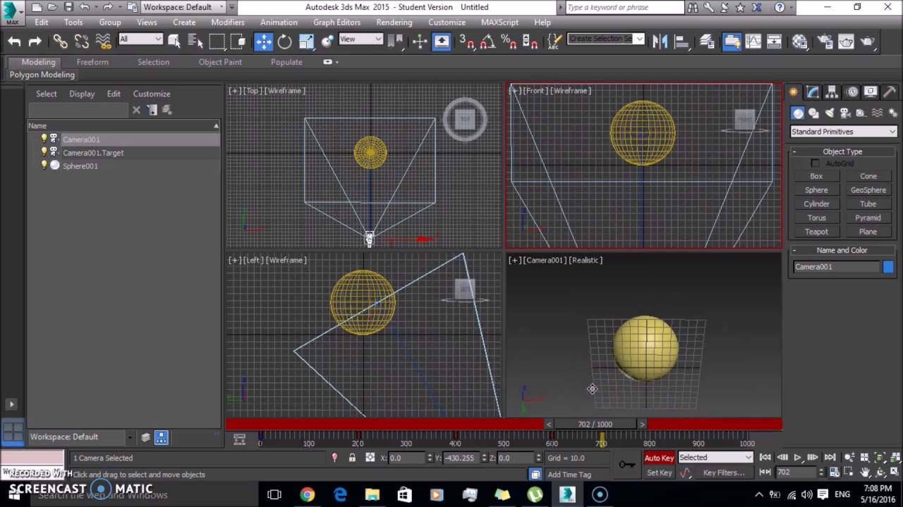 3d max:target camera, animation,quick silver hardware renderer - YouTube