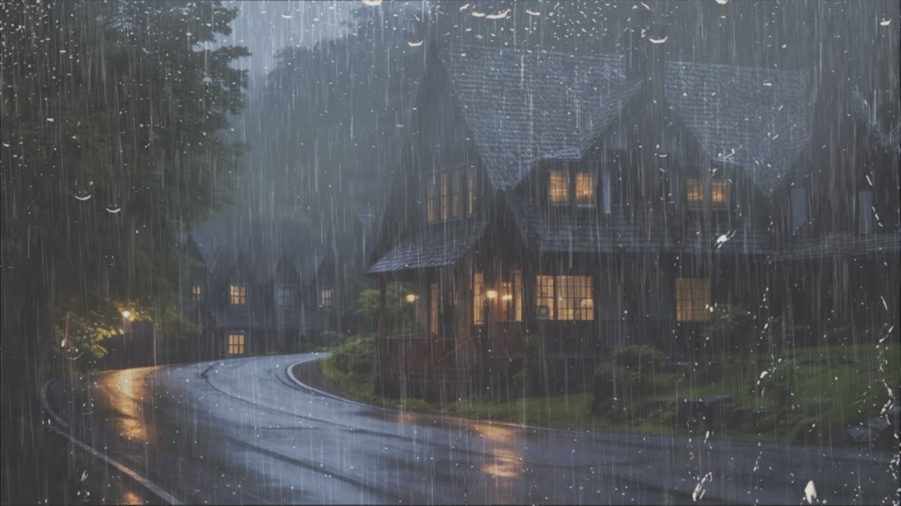 Easy to Fall Asleep with Quiet Rain Scene - Heavy Rain Suddenly Covers ...