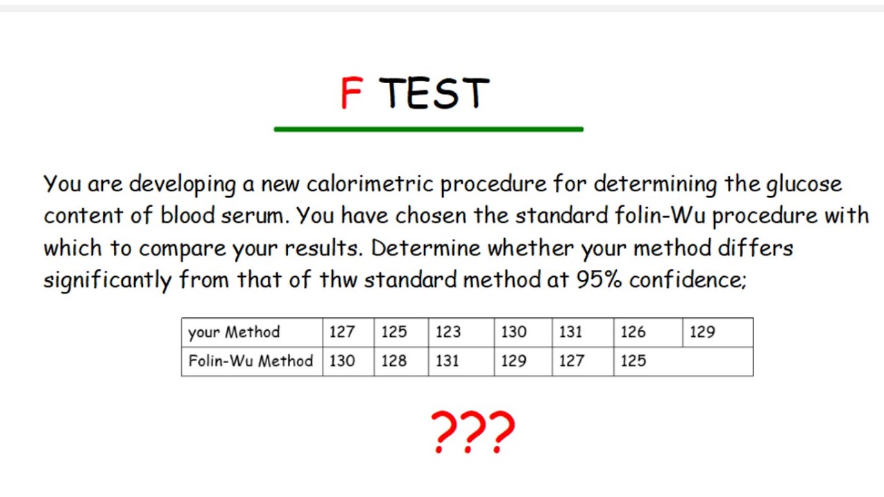 STATISTICAL TESTS F TEST - YouTube
