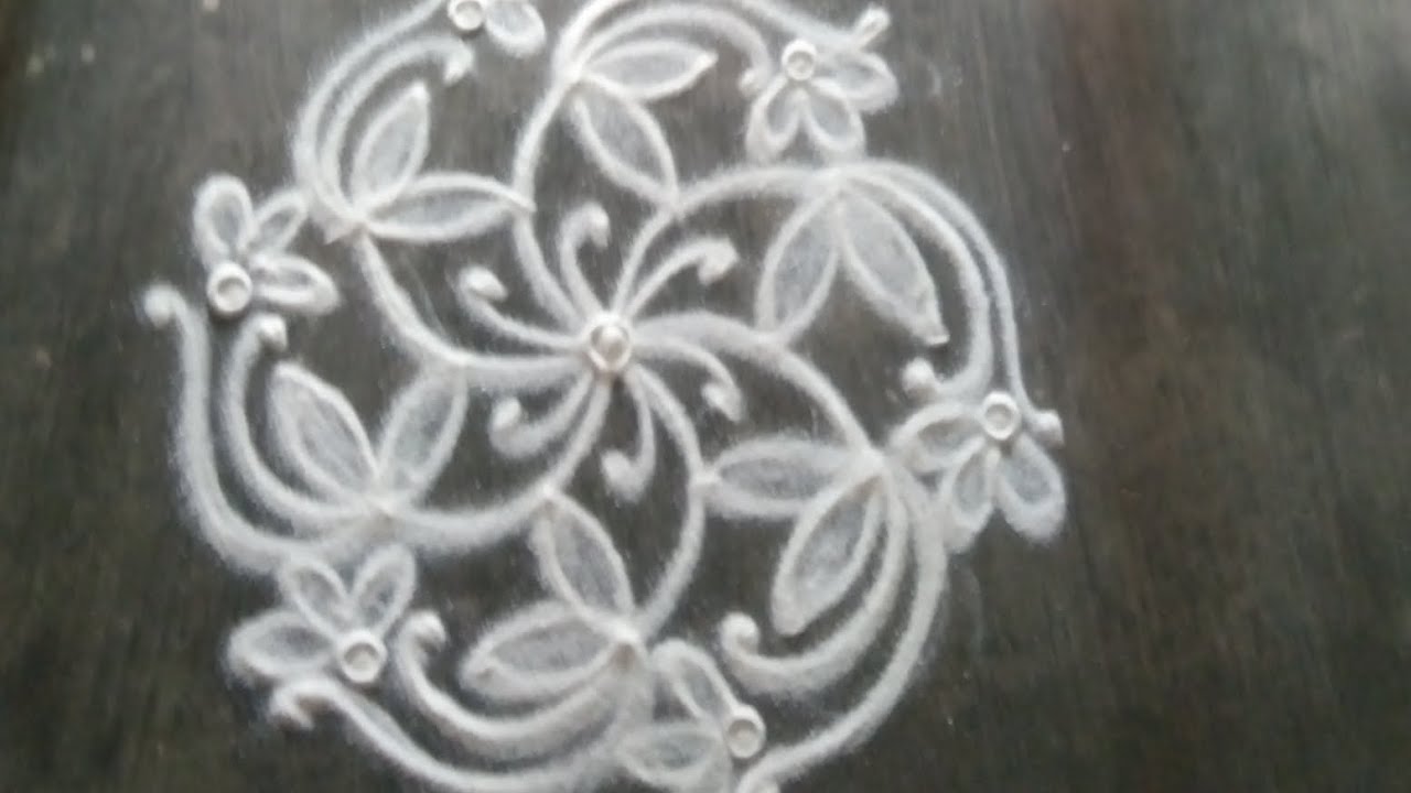 flower kolam design very easy daily kolam design - YouTube