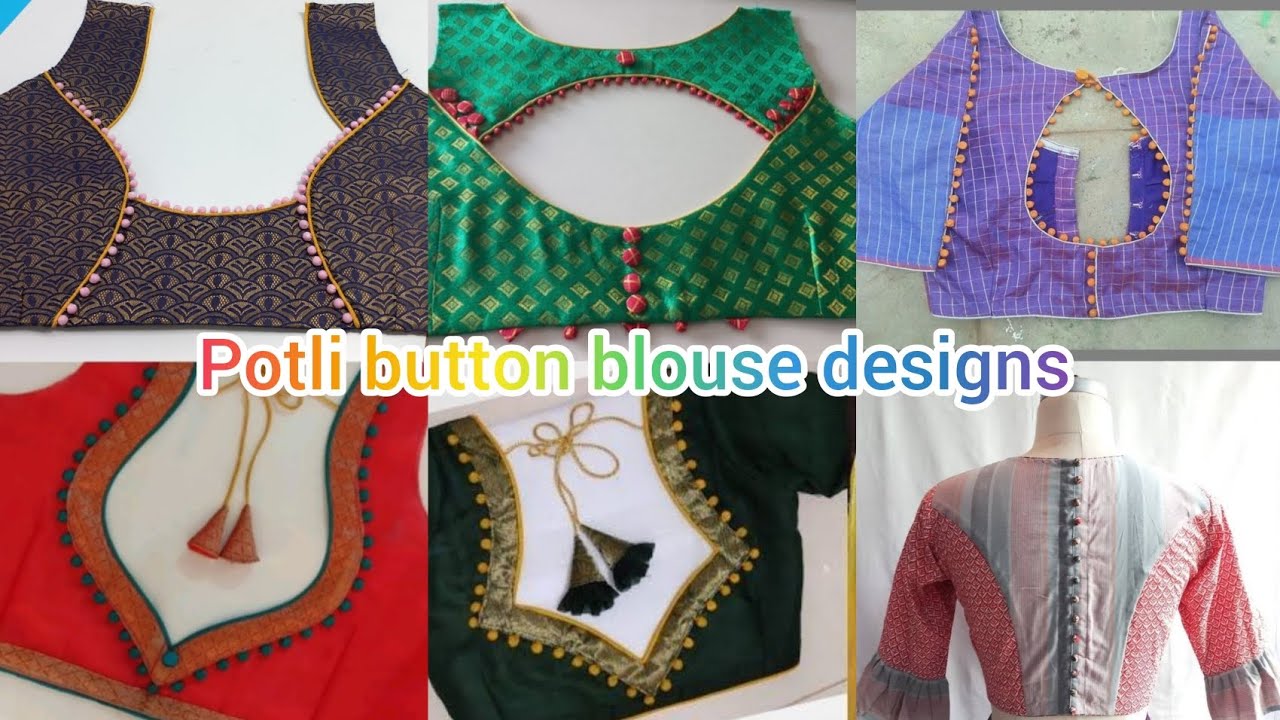 Trendy potli button blouse designs/daily wear potli button blouse ...