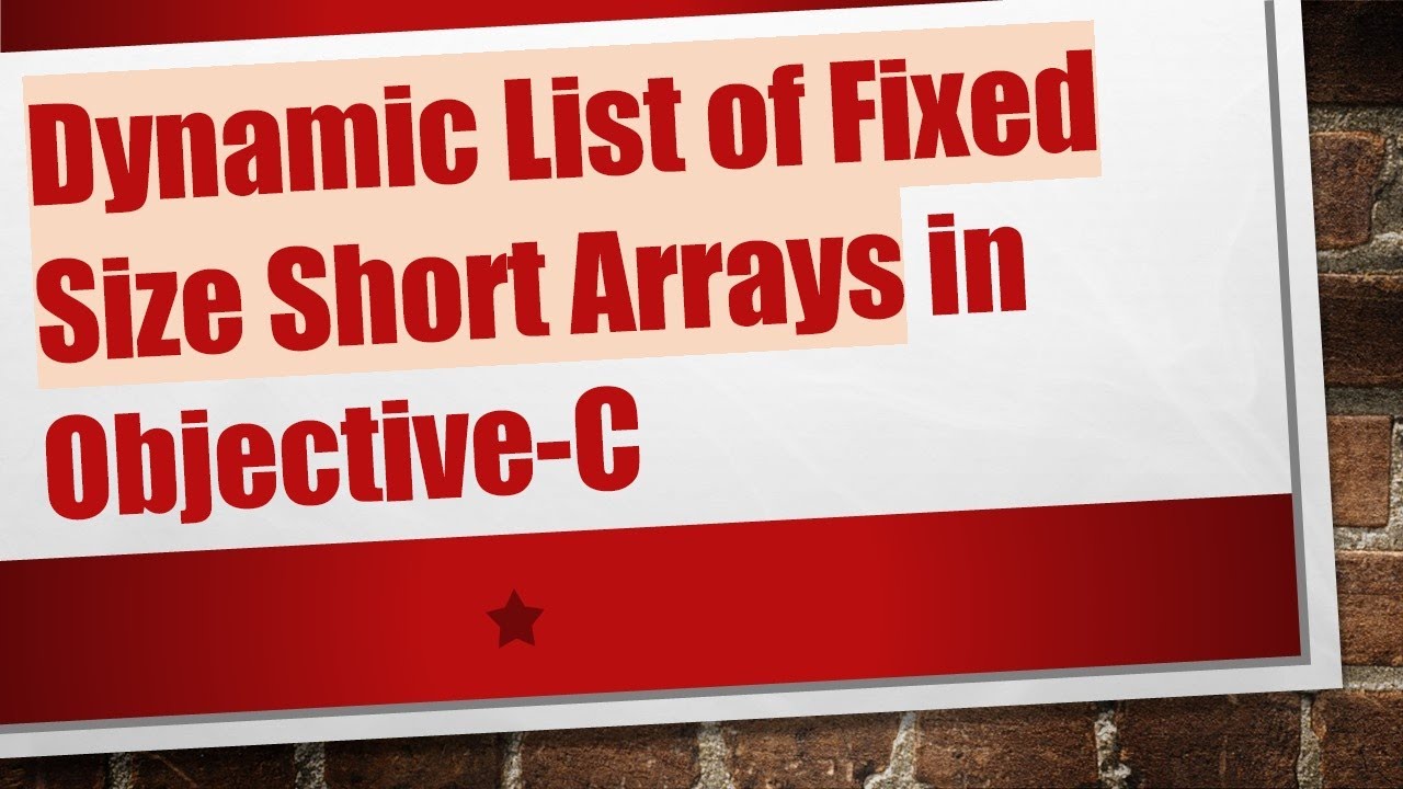 Dynamic List of Fixed Size Short Arrays in Objective-C - YouTube