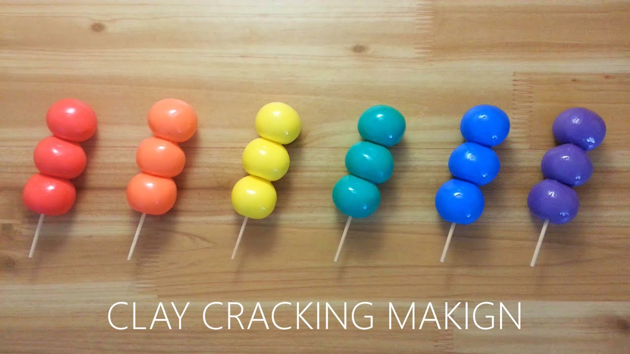 Rainbow Dango clay cracking making 무지개 당고 클레이로 만들기 - YouTube