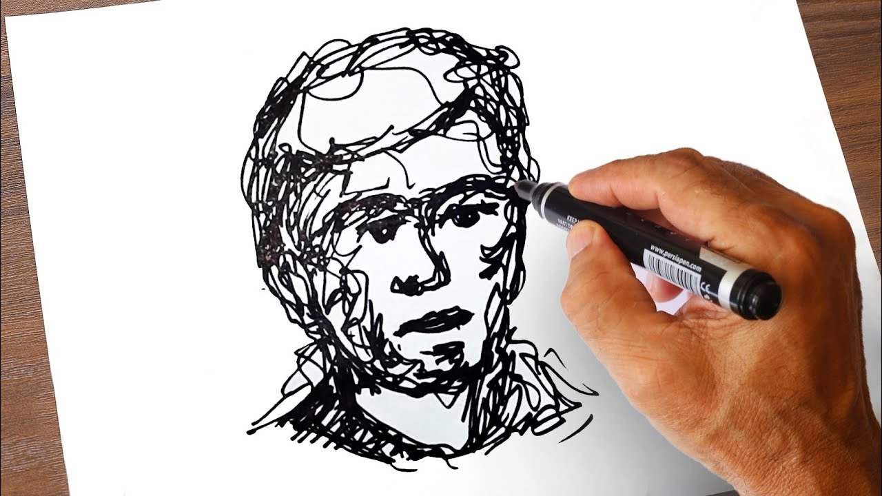 How to Draw a Face with Just Lines | Painting for beginners | Easy ...