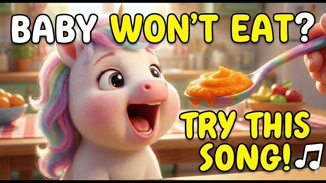 Happy Mealtime Song for Picky Eaters 🥦🦄 Eat with Unicorn (Yummy Nom Nom ...