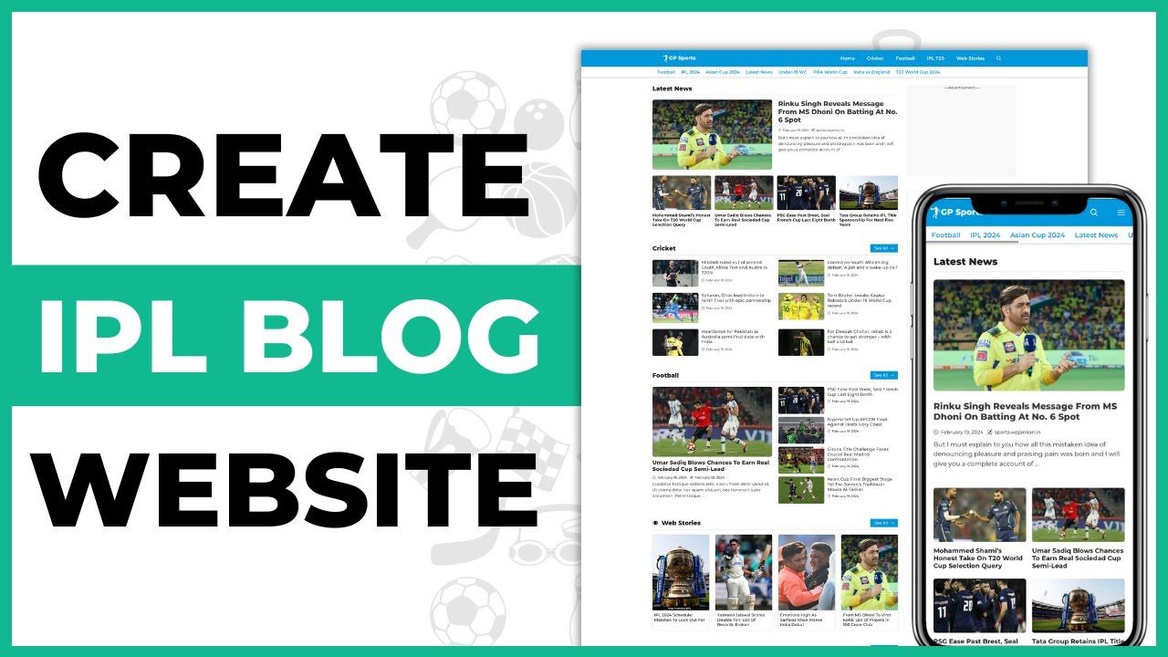 How to Create IPL Sports News Blog Website | Sports Blog Website On ...