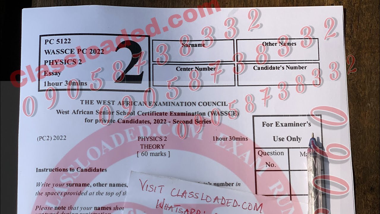 WAEC GCE Physics Questions and Answers 2023/2024 (Essay and Objectives ...