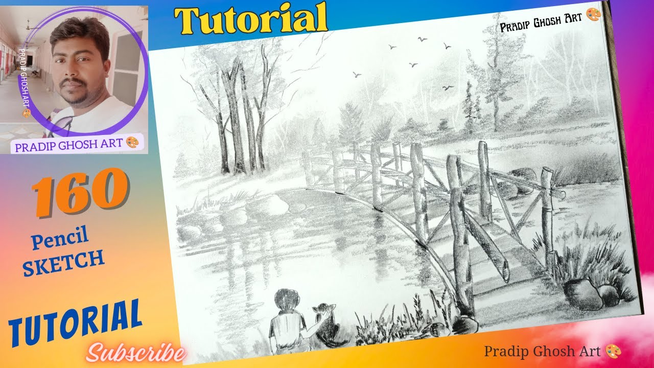 How to draw a wooden bridge in scenery pencil art| pencil sketch ...