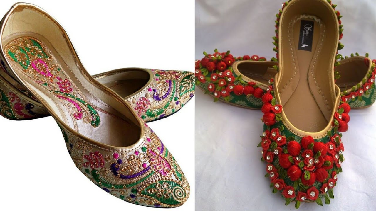 For bride, fancy and charming, embroidered, handmade Punjabi khusa ...