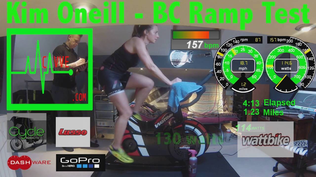 Kim Oneill British cycling Ramp Test on wattbike pro at Cavve ...