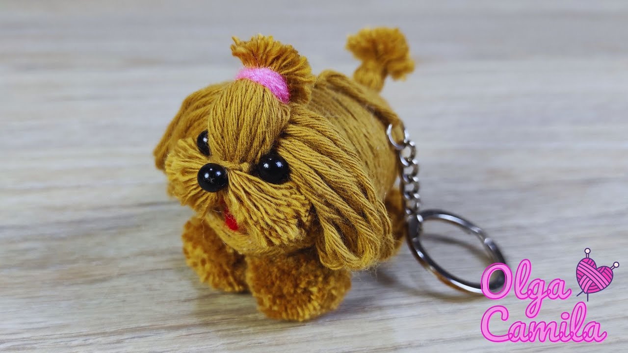 El Perrito mas lindo de lana - video tutorial como hacer un perrito llavero de lana o hilo ...