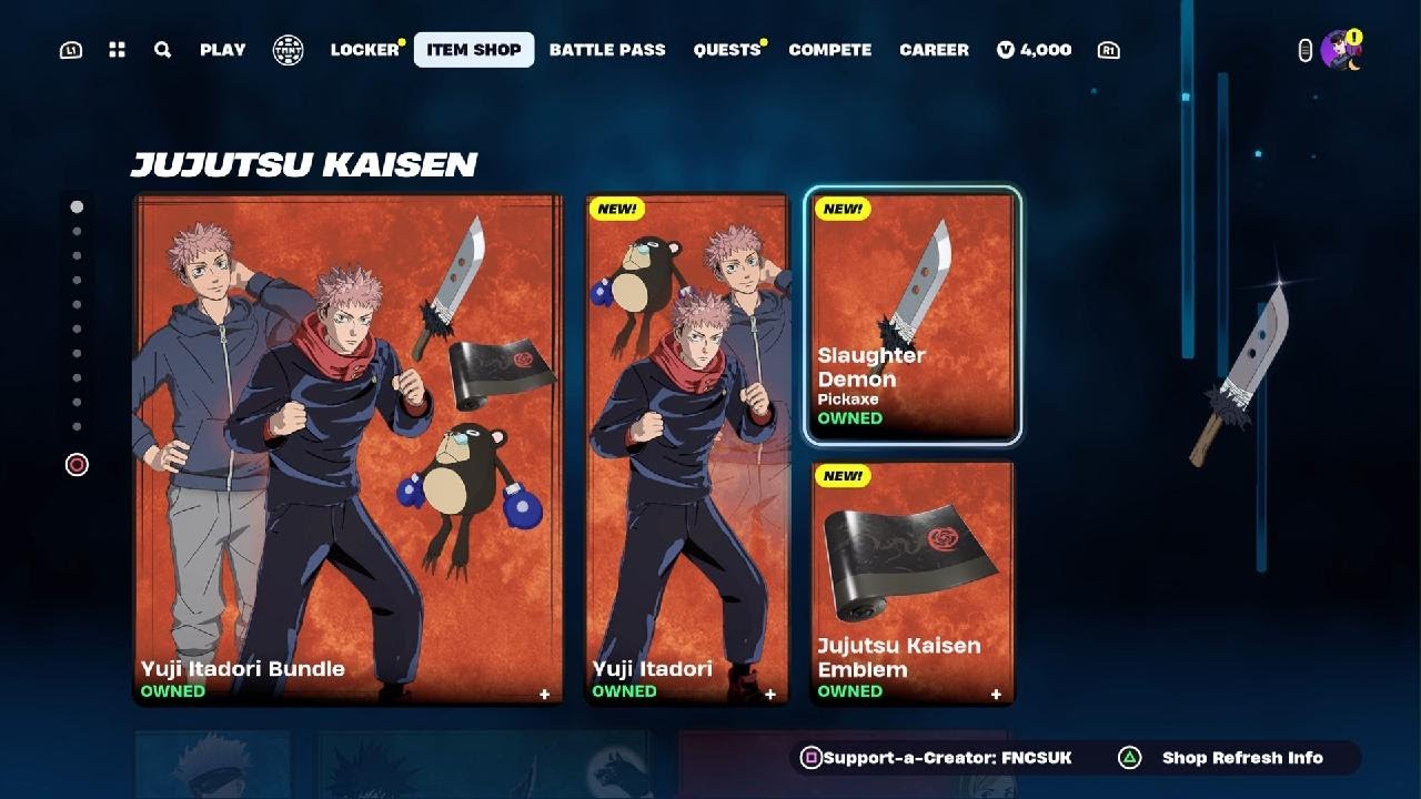 Fortnite JUJUTSU KAISEN MINI BATTLE PASS IN TODAYS ITEM SHOP - YouTube