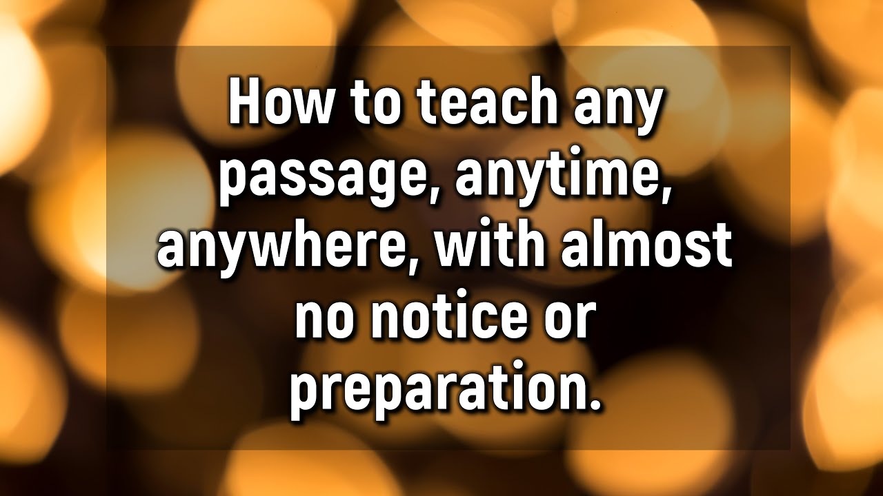 How to teach any passage with almost no preparation - YouTube