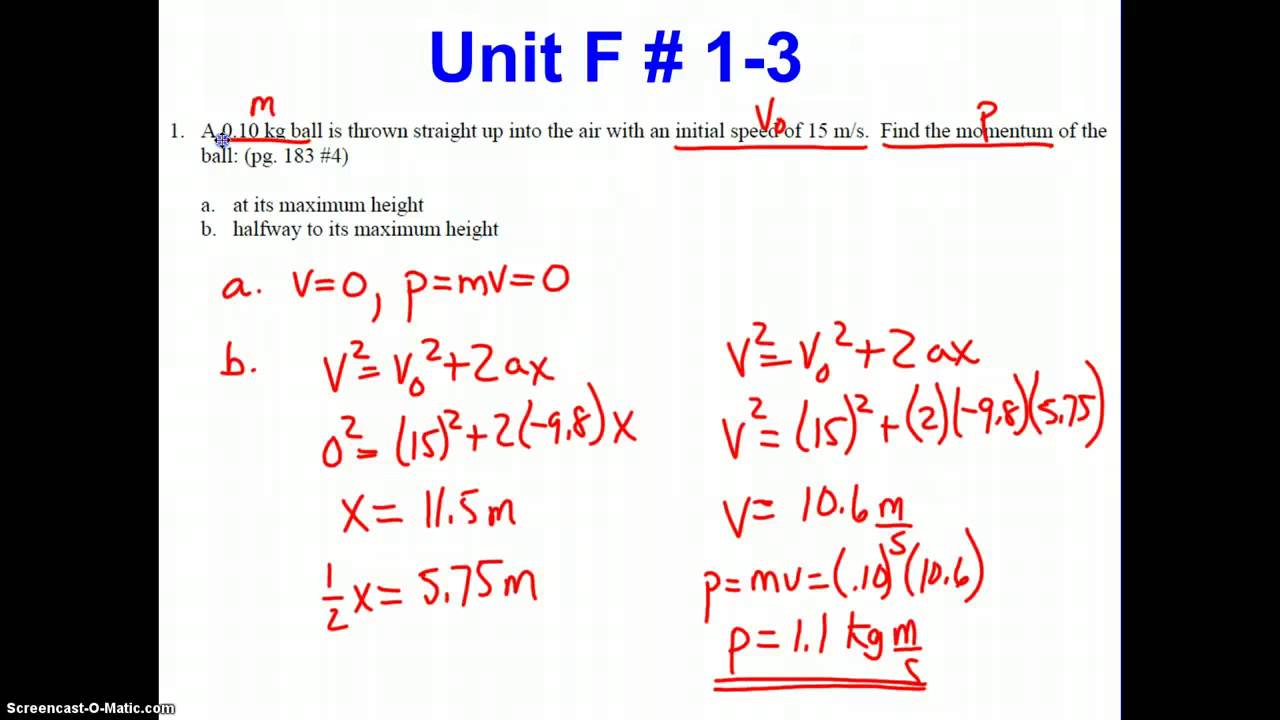 College Physics Momentum Problem Set #1-2 - YouTube