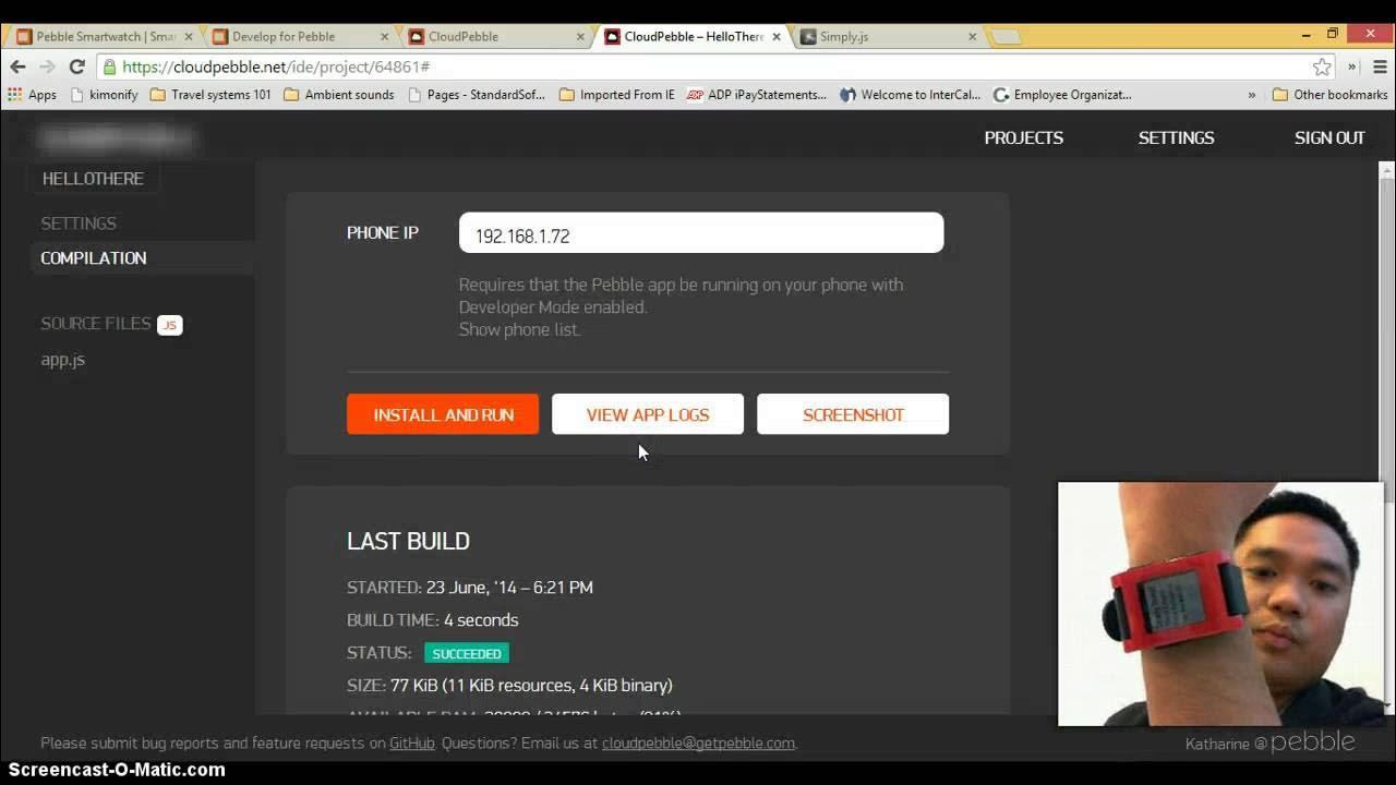 Develop a Pebble app in 5-mins using Javascript (Pebble development) - YouTube