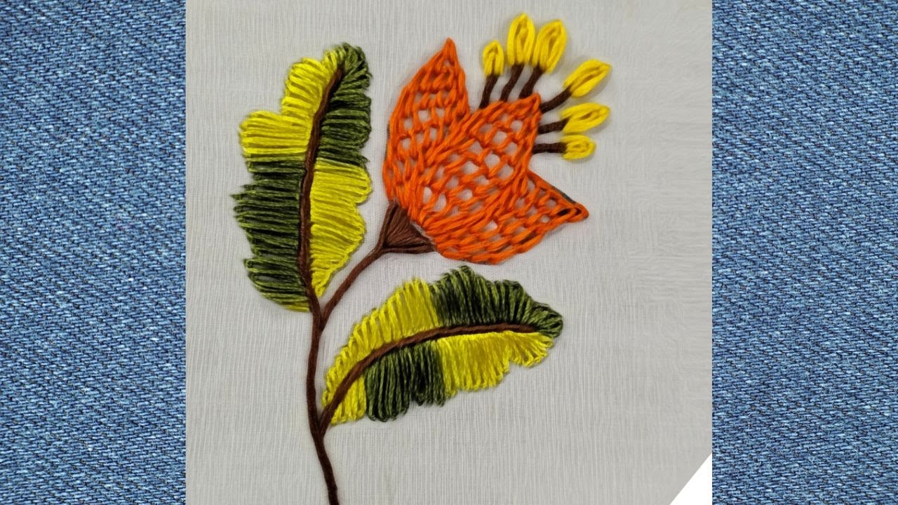 so beautiful design satin stitch/flower design stitch/how to make - YouTube