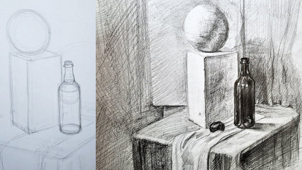 Simple pencil drawing of still lifeskills. Good drawings!# ...