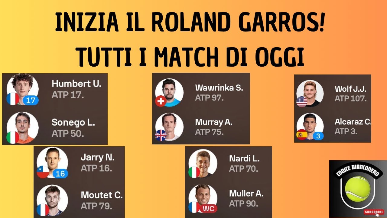 Rolandgarros Si Parte Ecco Le Partite Di Oggi Youtube